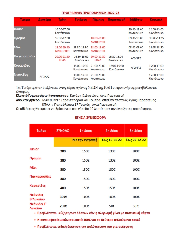 ΕΝΗΜΕΡΩΤΙΚΟ ΦΥΛΛΑΔΙΟ 2022-23 - Γυμναστικός Σύλλογος Αγίας Παρασκεύης ...