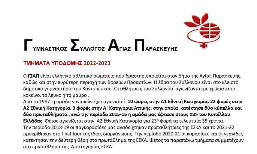 f1-1 - Γυμναστικός Σύλλογος Αγίας Παρασκεύης - Καλαθοσφαίριση Γυναικών